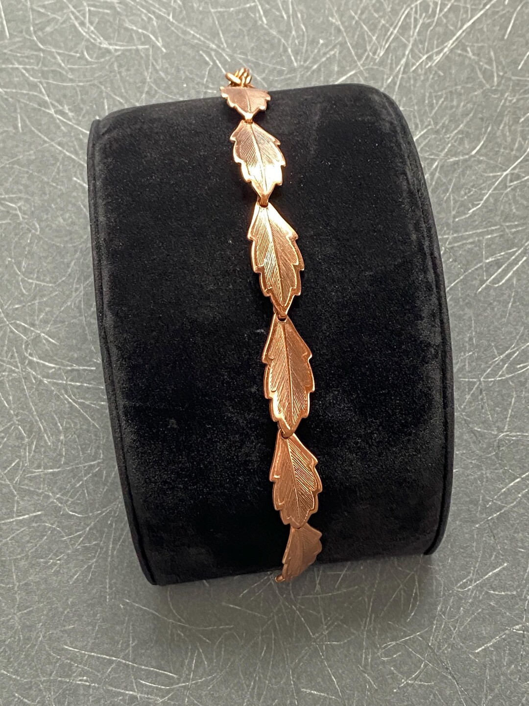 Vintage Leaf Link Bracelet, Mid-century, 1970s, Vintage Copper Bracelets, Textured Copper ...