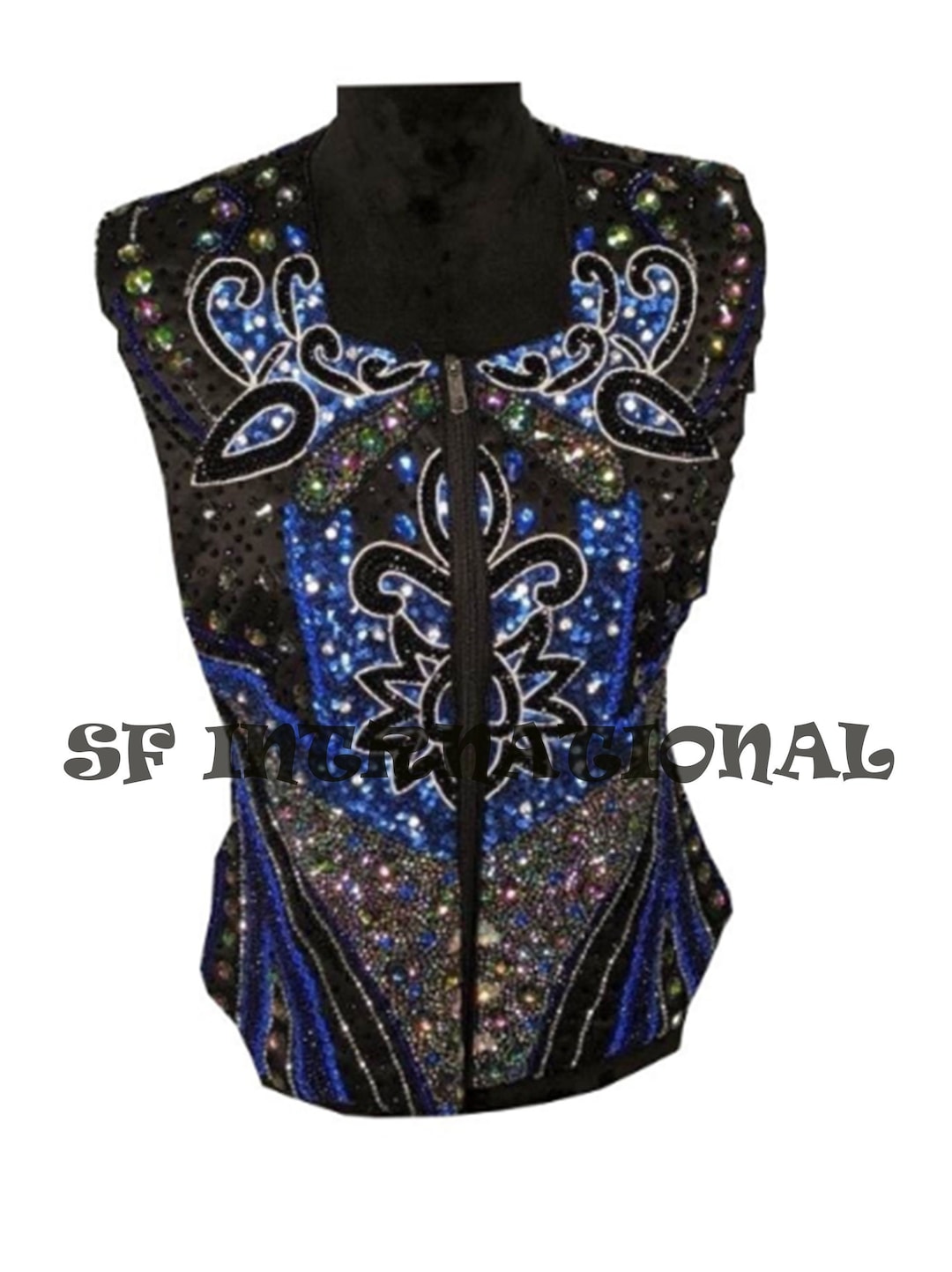 Royal Blue Rhinestone Horse Show Vest: Custom Western Showmanship ...