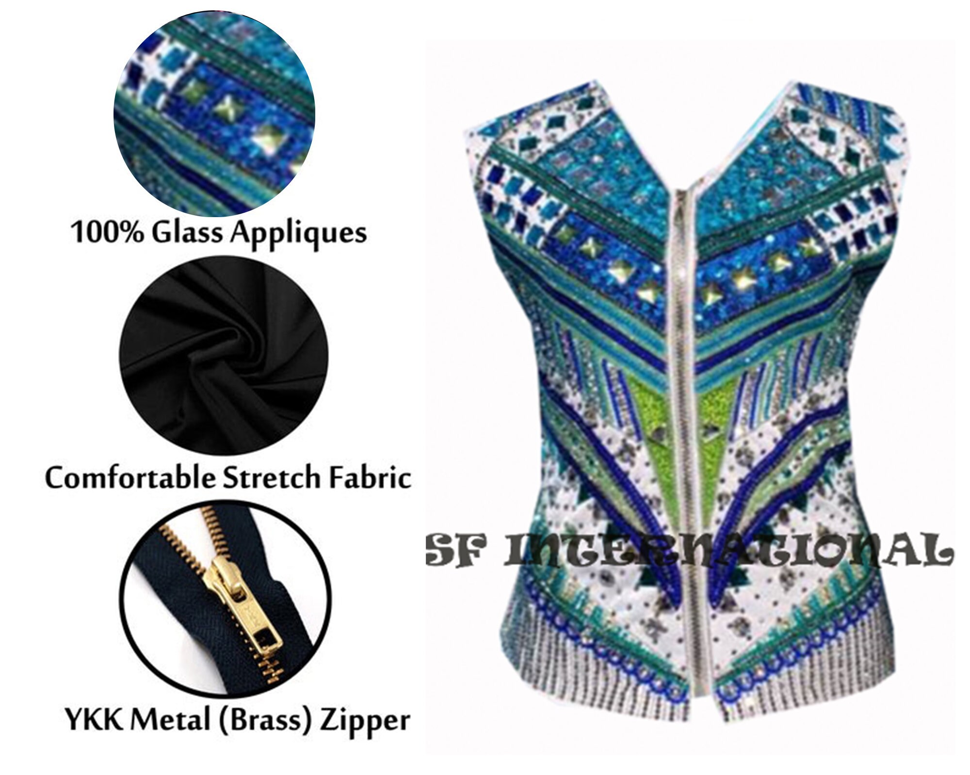 Western Custom Turquoise White Show Vest Rodeo Queen Dress - Etsy