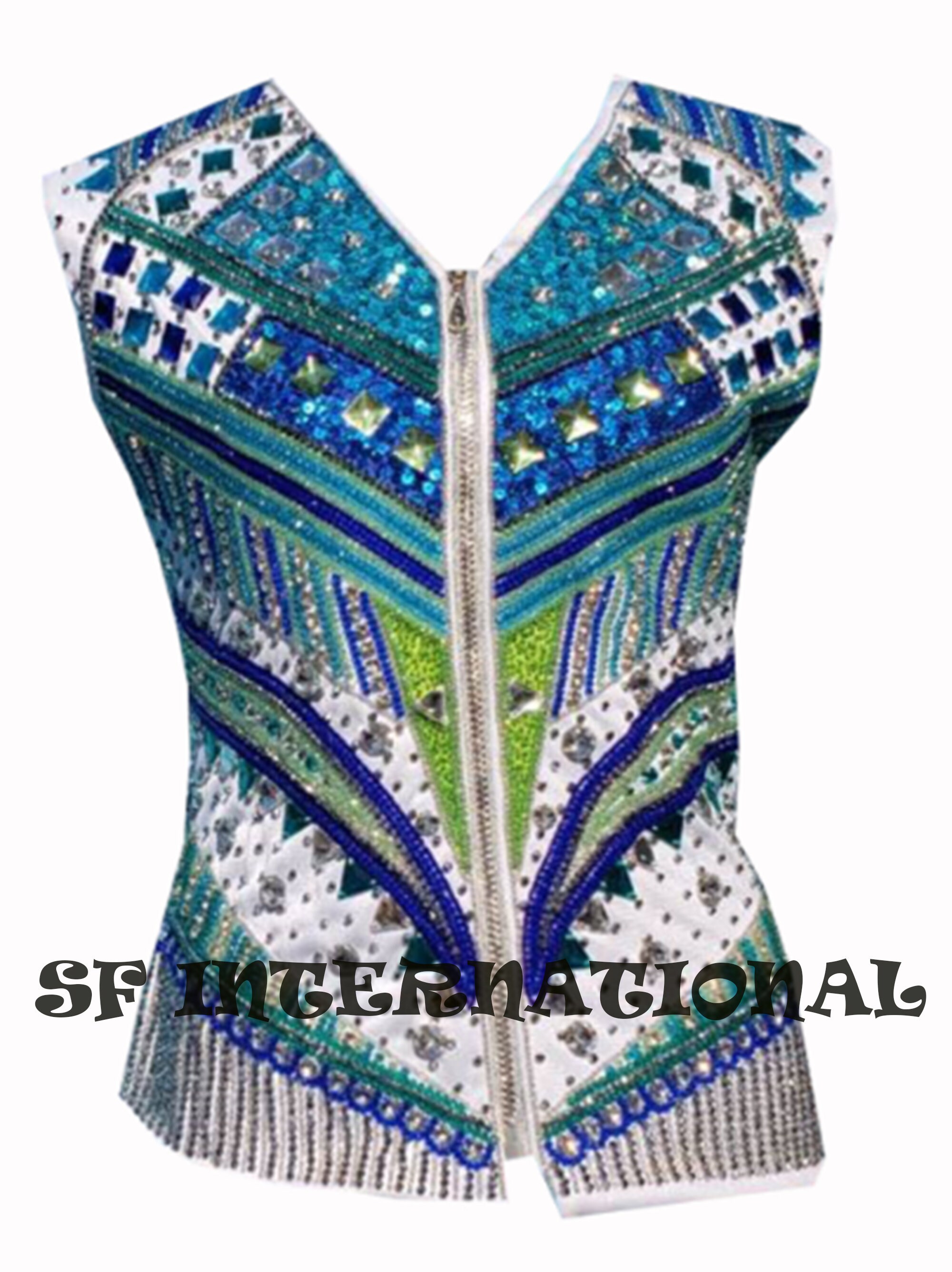 Western Custom Turquoise White Show Vest Rodeo Queen Dress | Etsy