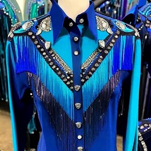 Royal Blue Teal & Black Horse Riding Show Shirt Western Pleasure Show ...