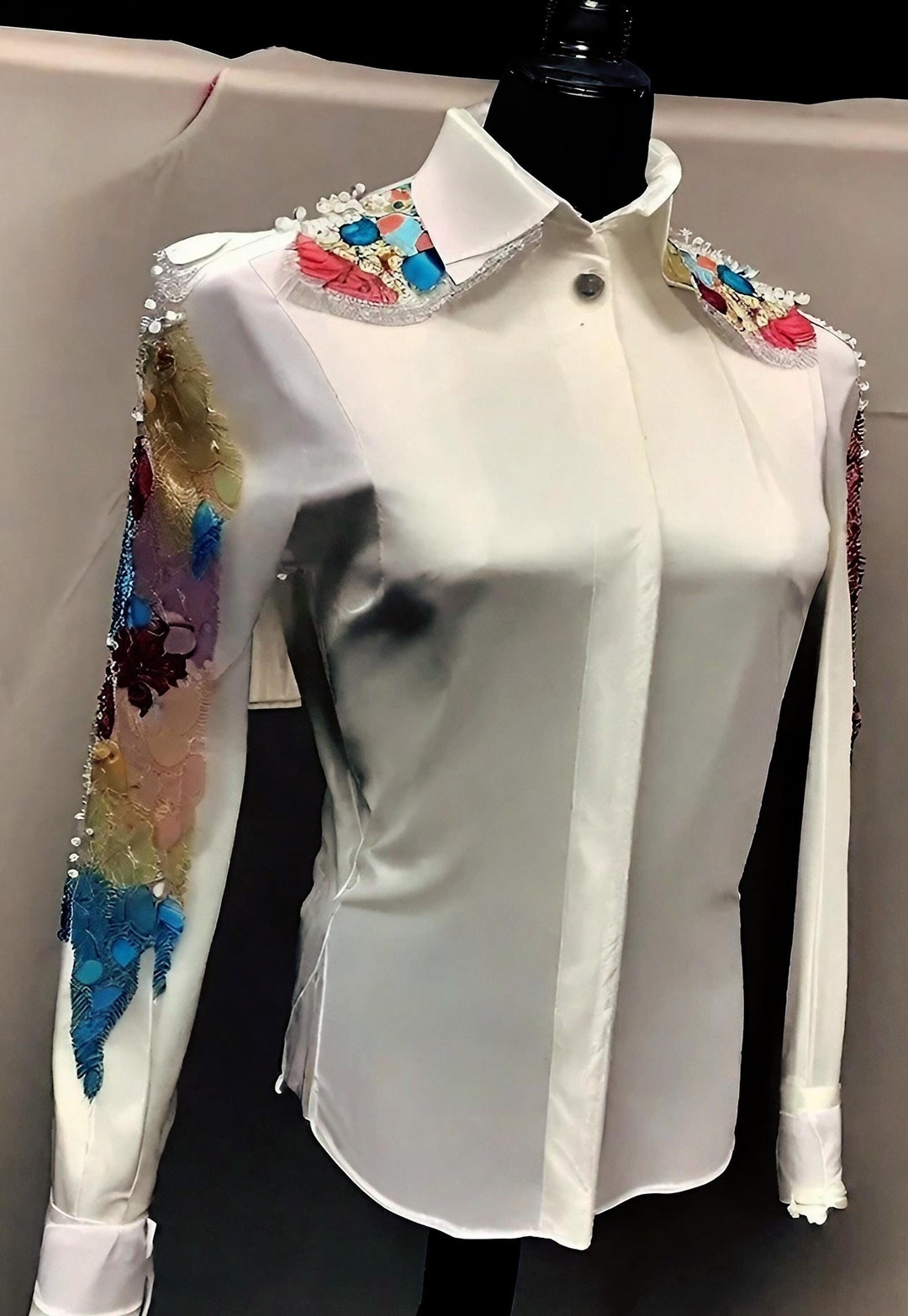 White Base Horse Riding Show Shirt Western Pleasure Show Shirt Women ...