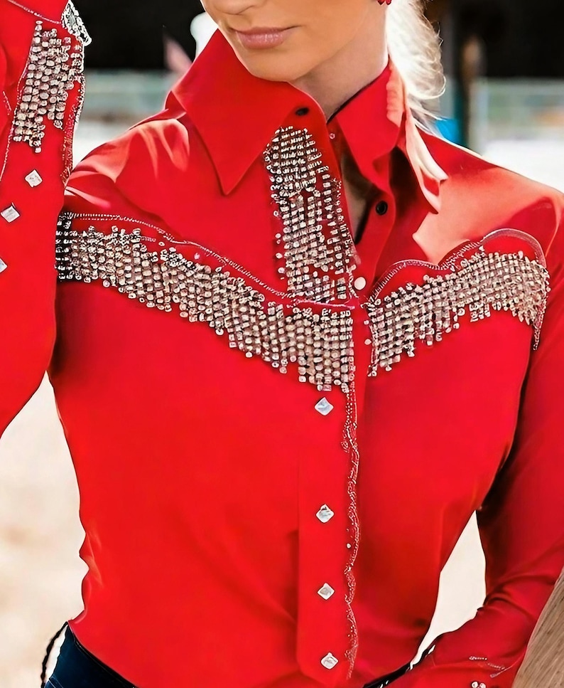 Red Western Show Shirt: Rhinestone Horse Showmanship Jacket - Etsy