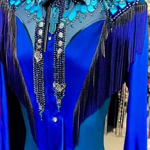 Royal Blue Teal & Black Horse Riding Show Shirt Western Pleasure Show ...