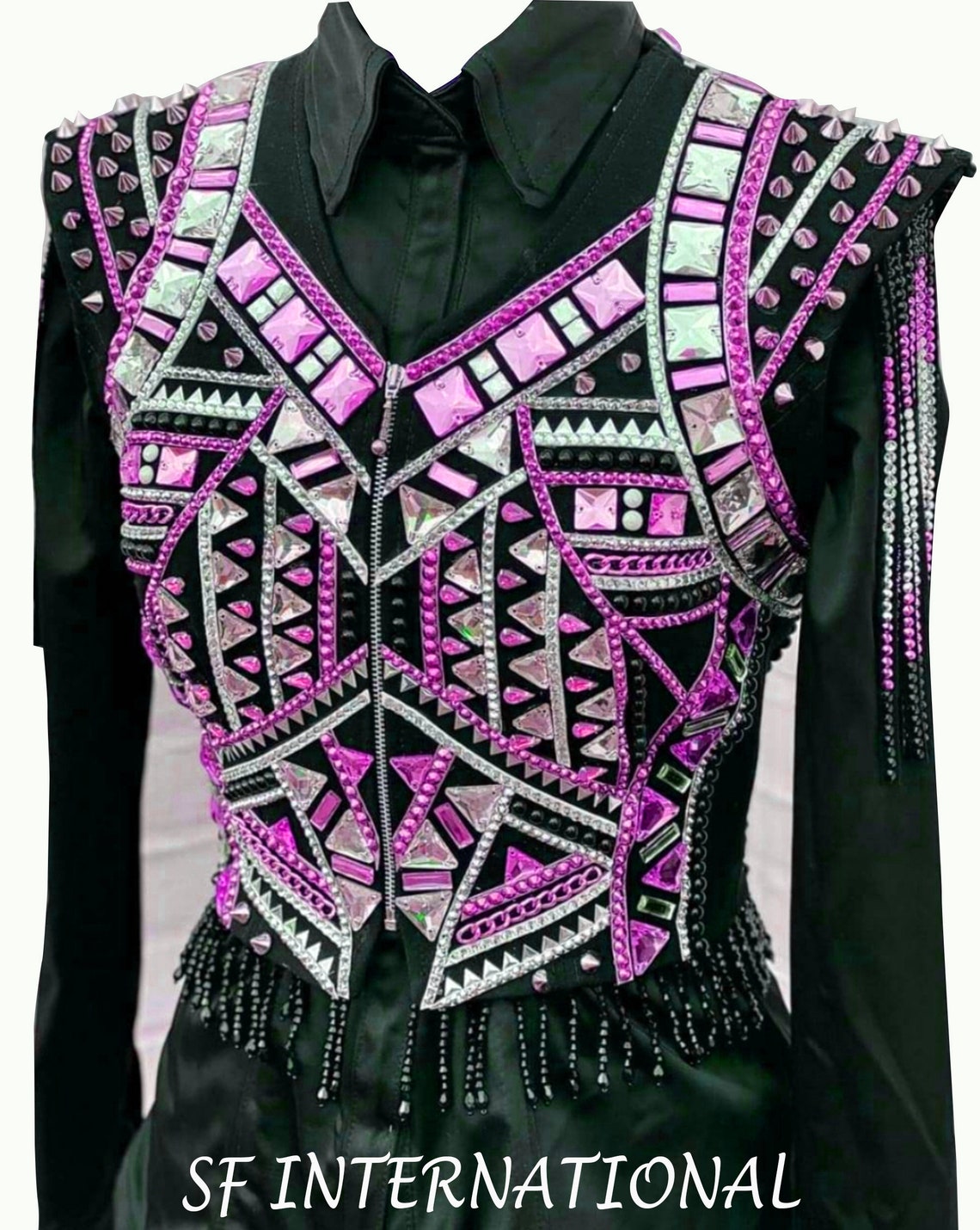 Black Shirt+purple Bolero on Black Base With Silver & Blue Accents. - Etsy