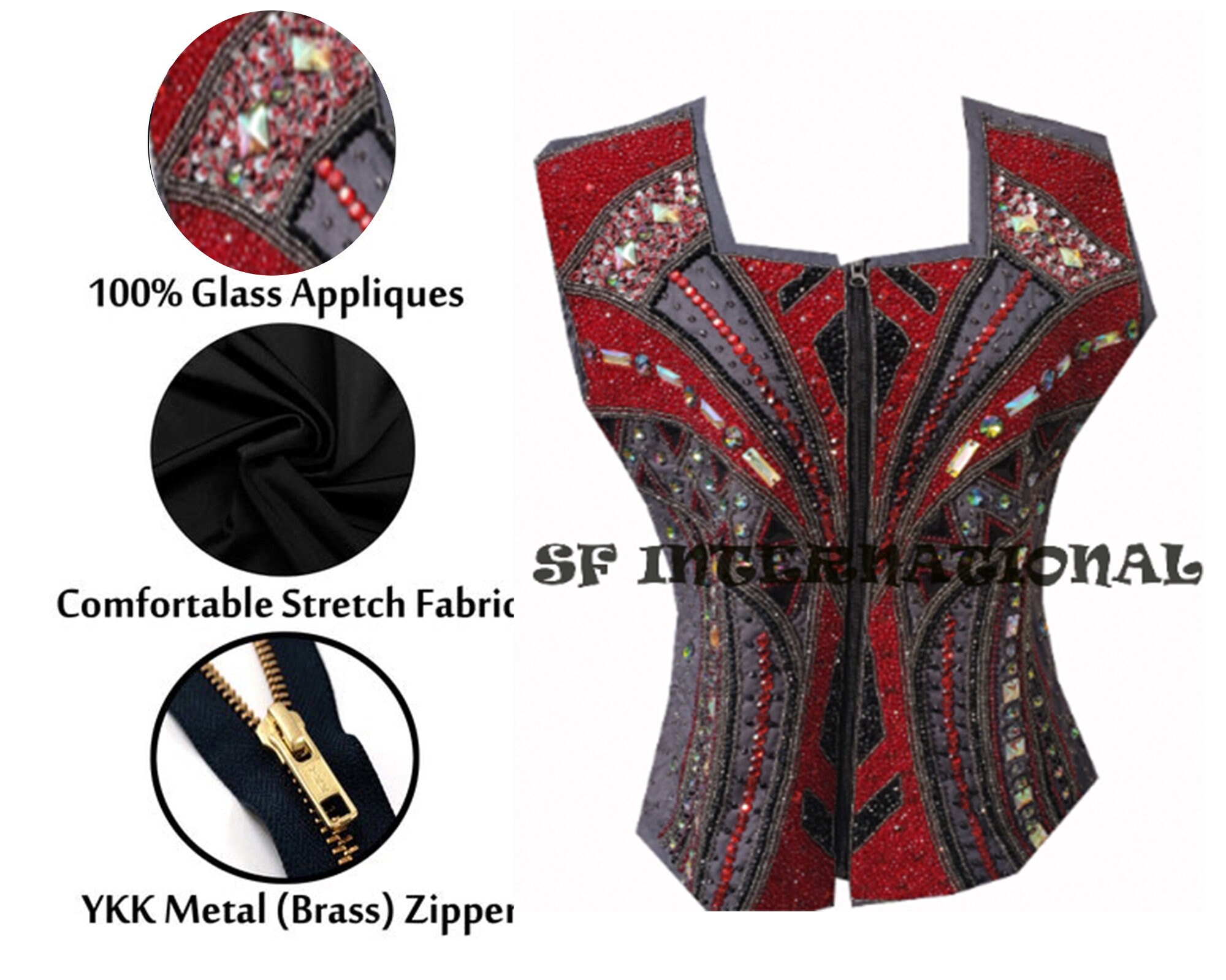 Black & Red Formal Equestrian Riding Wear Show Vest Rodeo | Etsy