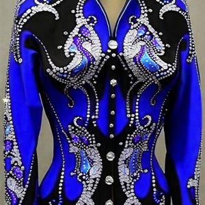 Royal Blue With Black Base Showmanship Jacket Horse Riding Show Jacket ...