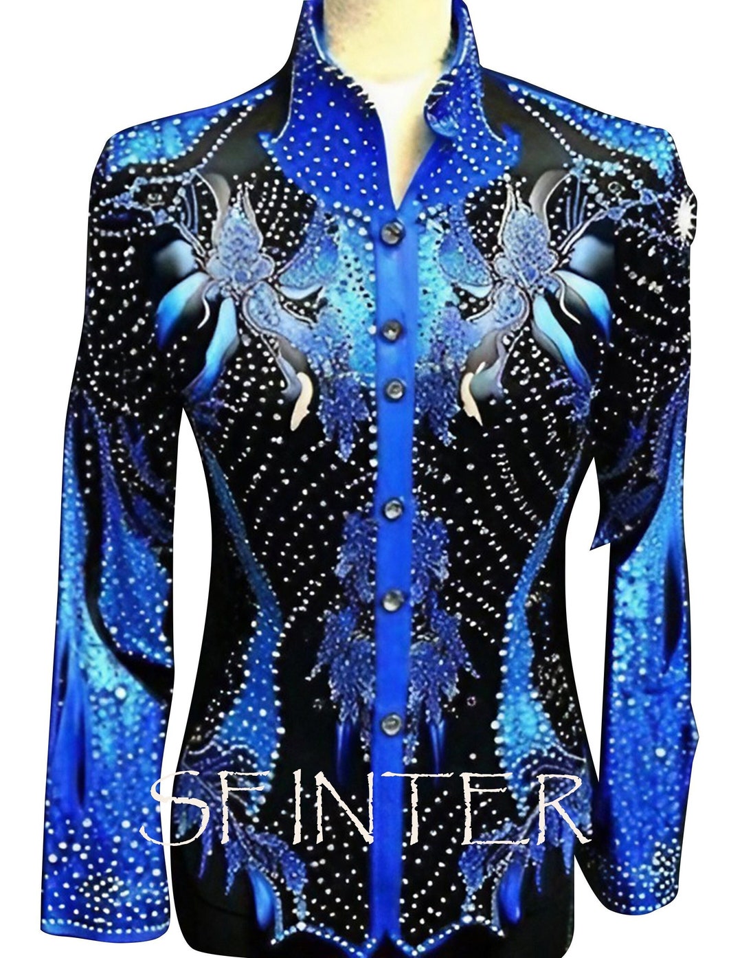 Royal Blue With Black Base Horse Riding Showmanship Jacket, Western ...