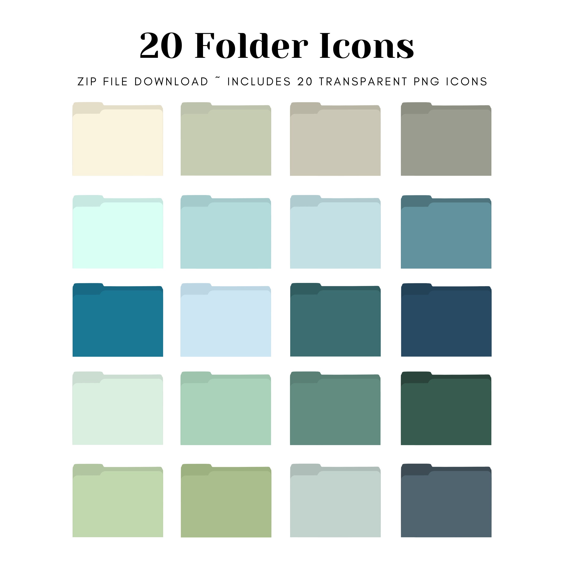 Minimalist Folder Icons Cool Toned Folder Icons Mac Folder | Etsy