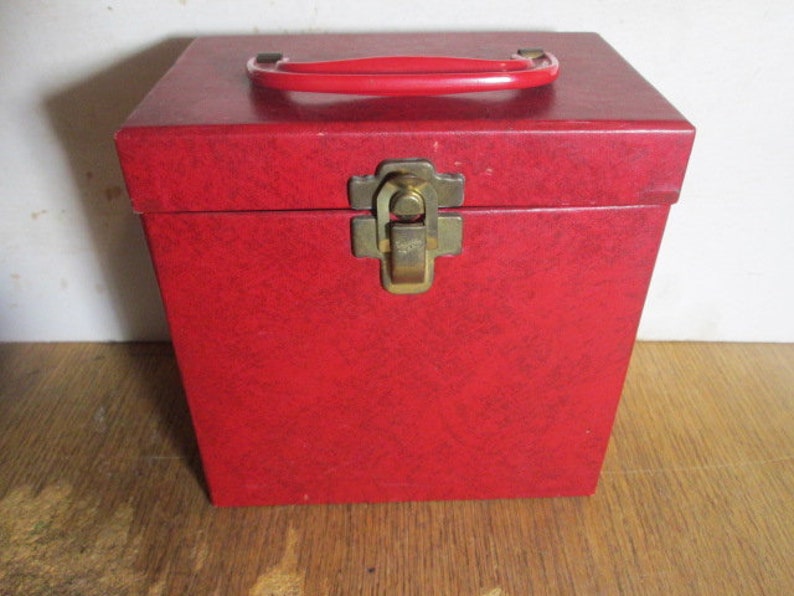 Nice Red Vintage 1950s 1960s Record Box Carrying Case Box for 7 Inch 45 ...