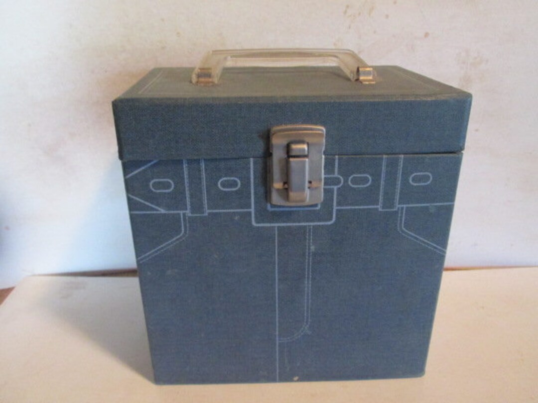 Vintage 1980s 1990s Record Box Carrying Case in Blue Jeans Pattern for ...