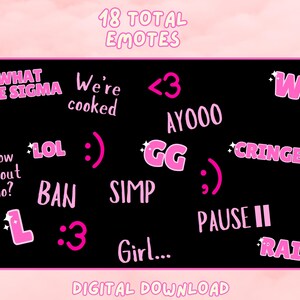 Pink Phrase Twitch Emote Pack | Digital Download - Etsy