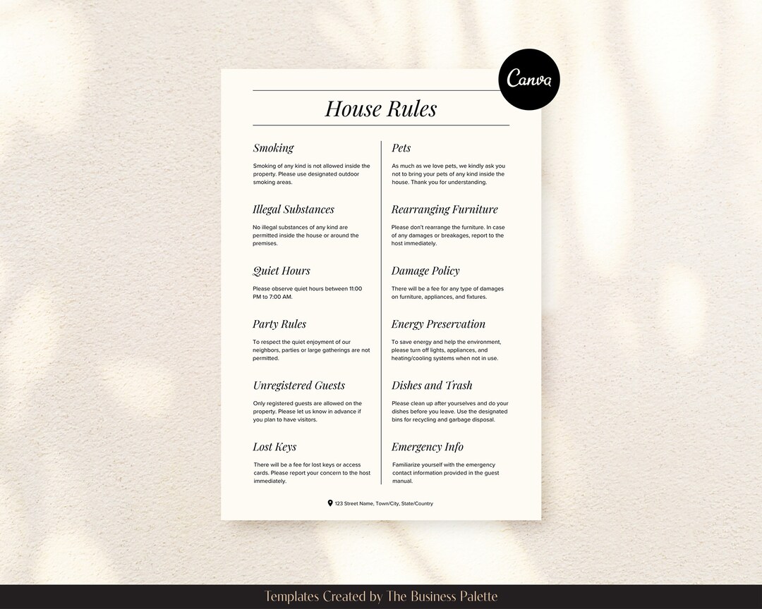Airbnb House Rules Sign | Customizable in Canva | Letter & A4 Sizes ...