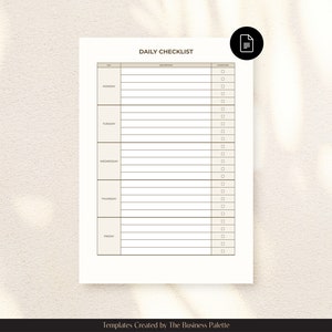 Daily Checklist Template | Fillable in Adobe Acrobat | Fully ...