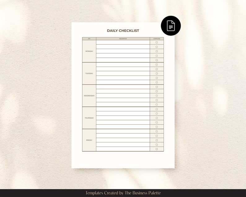 Daily Checklist Template | Fillable in Adobe Acrobat | Fully ...