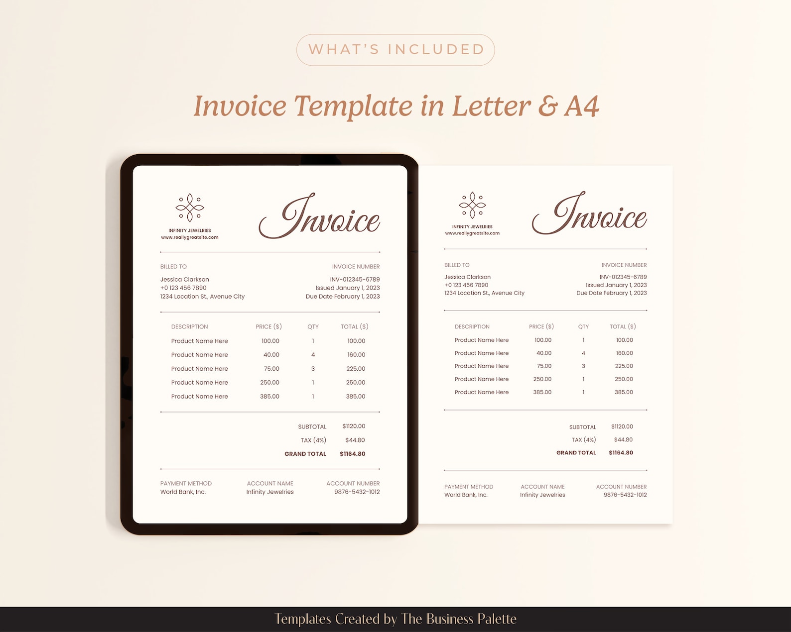 Beige Minimalist Invoice Template | Customizable in Canva | Letter & A4 ...