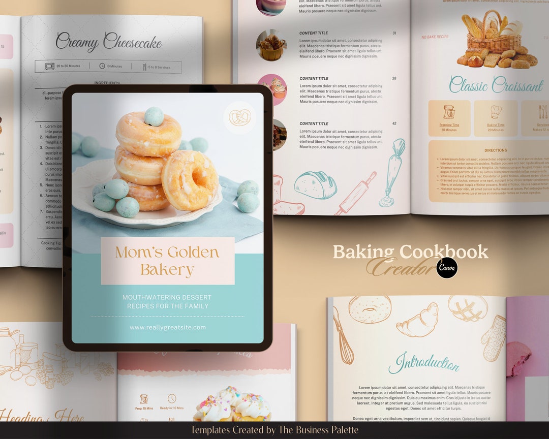 Baking Cookbook Creator | Customizable in Canva | 42 Pages Template ...