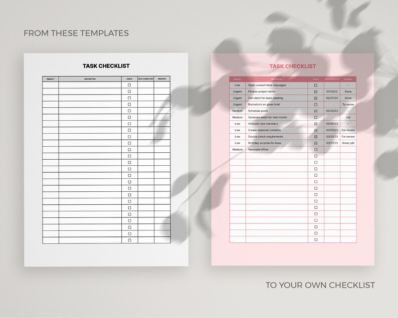 Task Checklist Template Fillable in Adobe Acrobat Fully - Etsy