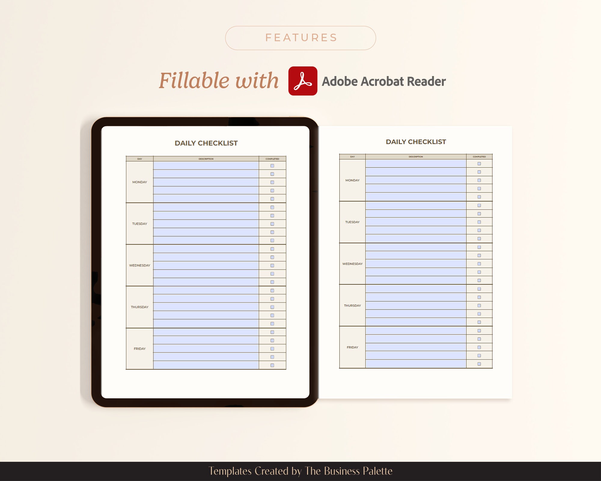 Daily Checklist Template | Fillable in Adobe Acrobat | Fully ...