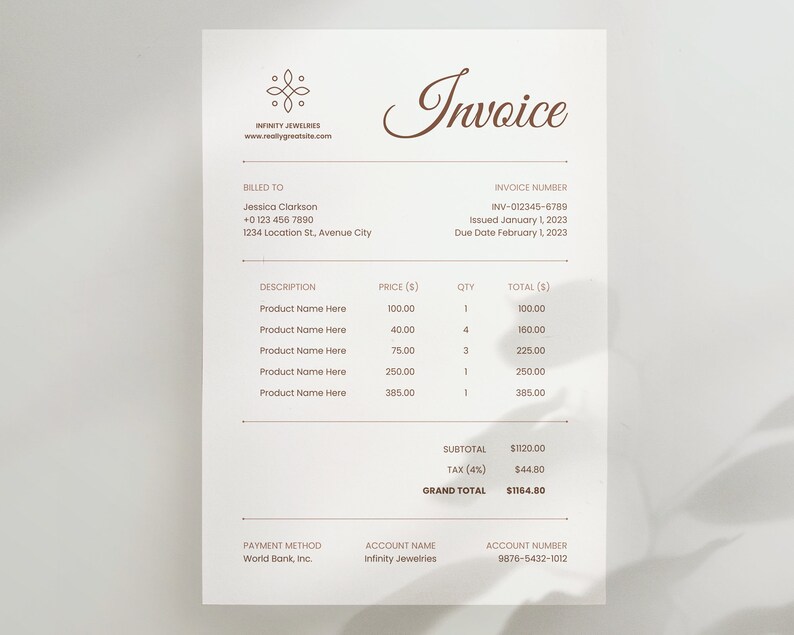 Beige Minimalist Invoice Template Customizable in Canva - Etsy