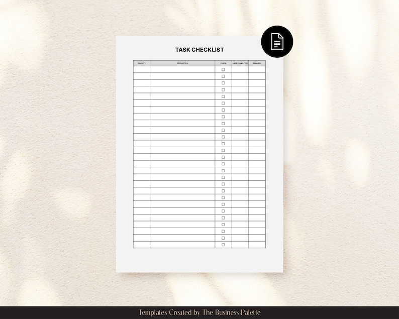 Task Checklist Template | Fillable in Adobe Acrobat | Fully ...