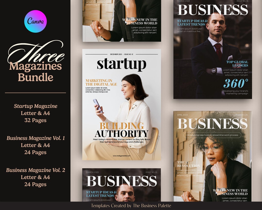 Business & Startup Magazines Bundle | Set of Three Templates ...