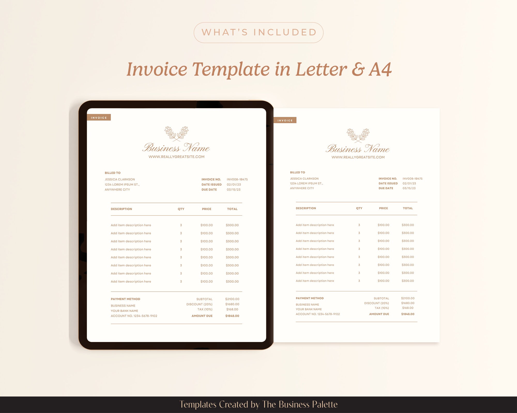 Minimalist Invoice Template Customizable in Canva Letter & A4 Sizes ...