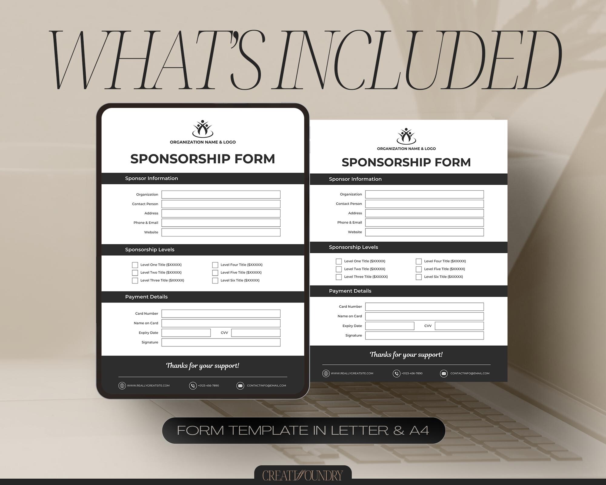 Sponsorship Form Template | Customizable in Canva | Letter & A4 ...