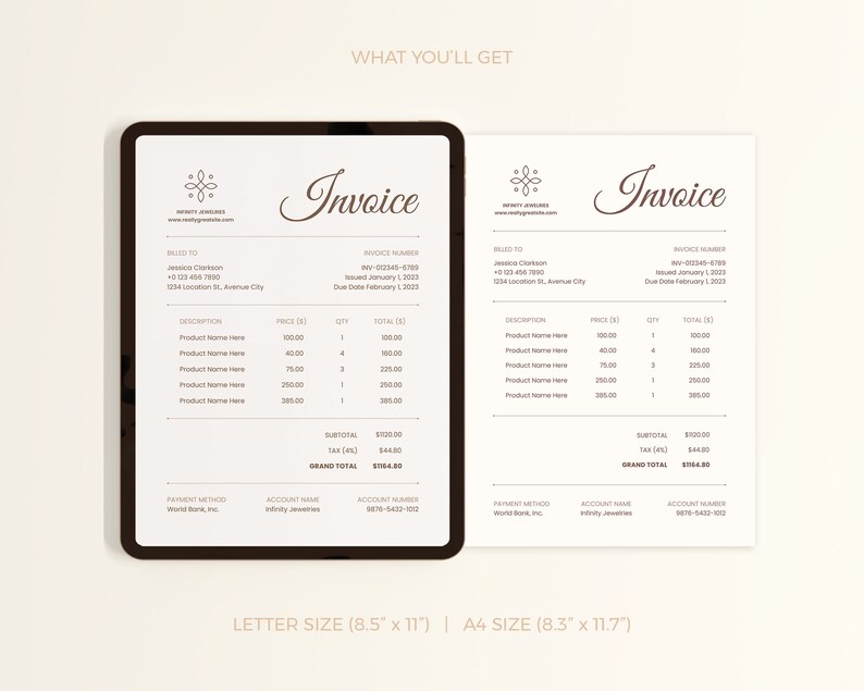 Beige Minimalist Invoice Template Customizable in Canva - Etsy