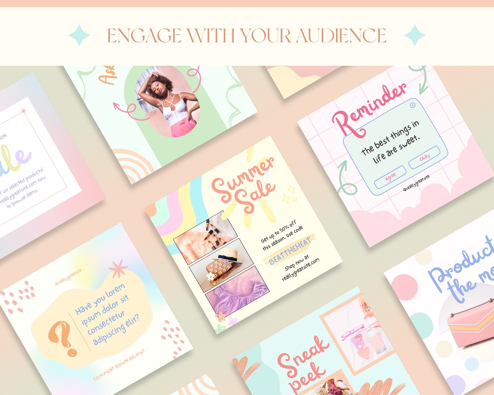 35 Pastel Instagram Posts for Boutique Business Customizable - Etsy
