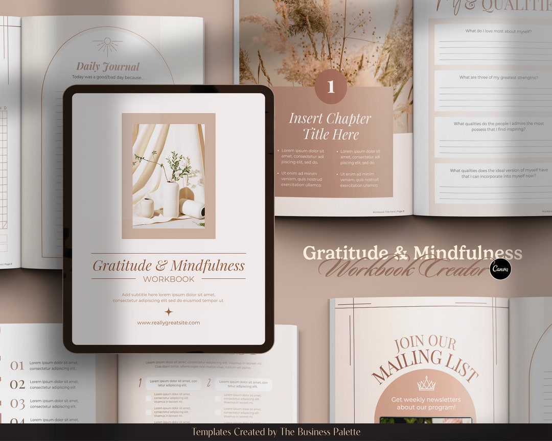 Gratitude & Mindfulness Workbook Creator | Customizable in Canva | 50 ...
