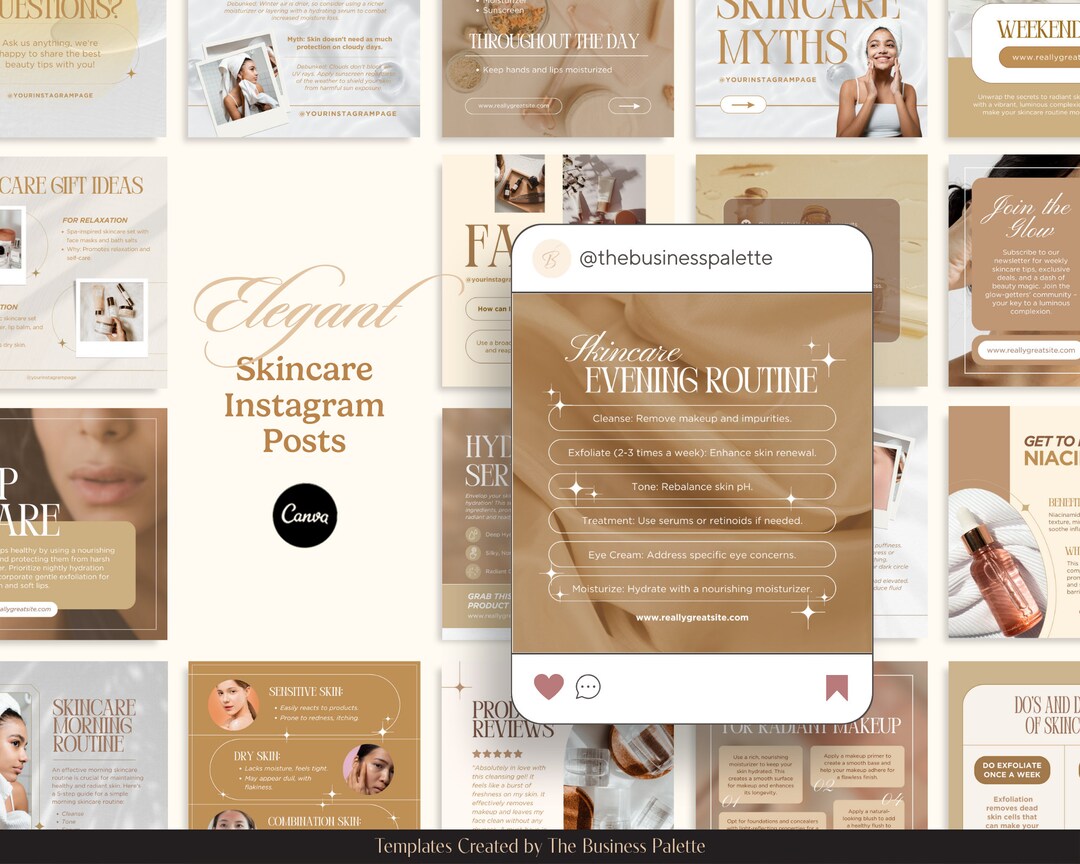 Elegant Skincare Instagram Posts | Customizable in Canva | 50 Templates ...