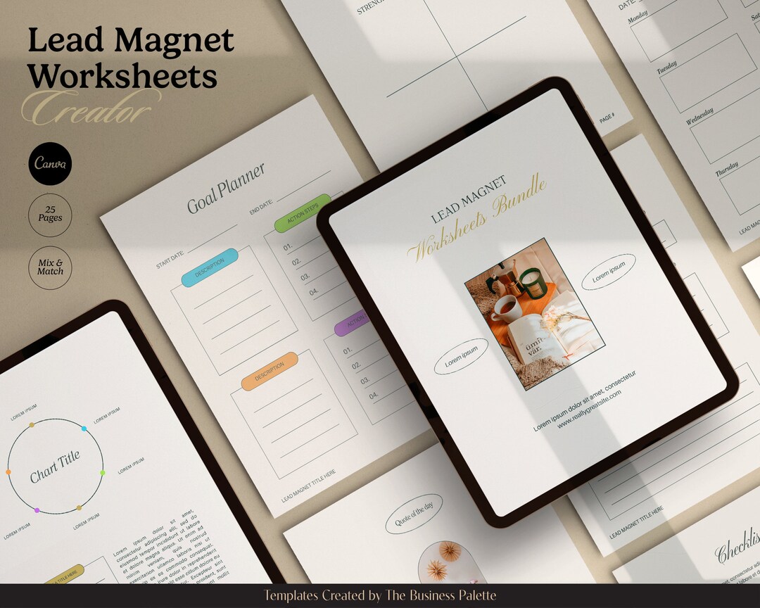Lead Magnet Worksheets Creator | Customizable in Canva | 25 Pages ...