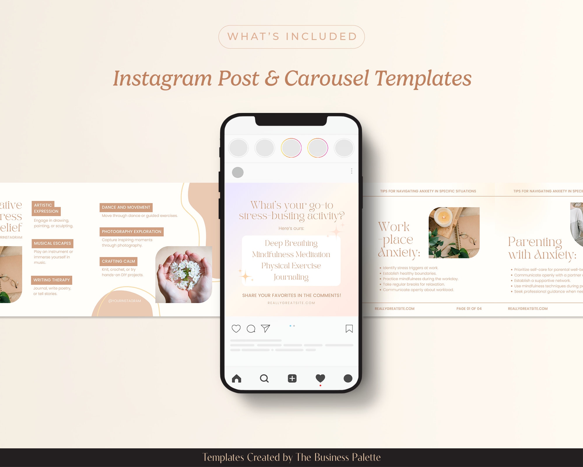 100 Stress & Anxiety Instagram Templates | Customizable in Canva | 60 ...