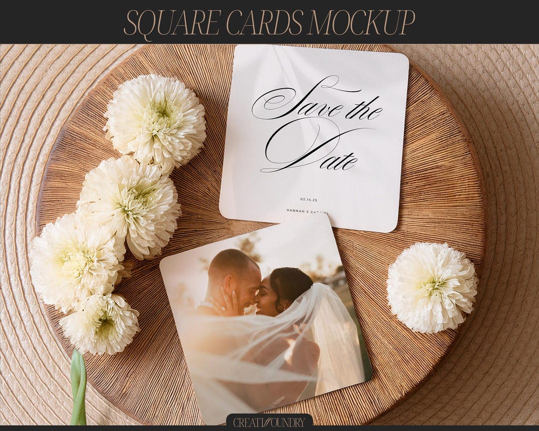 Square Cards Mockup | PSD & JPG Files | Photoshop or Photopea | Two ...