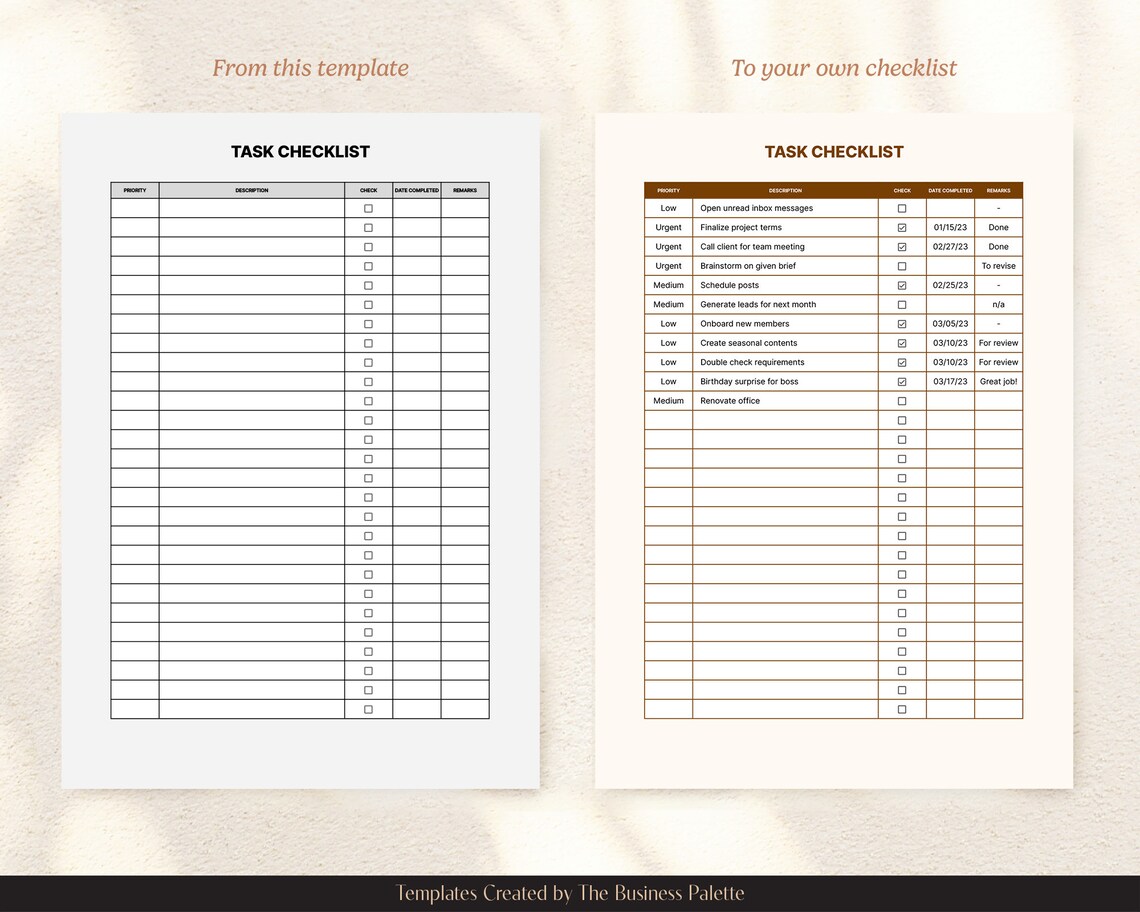 Task Checklist Template Fillable in Adobe Acrobat Fully Customizable ...