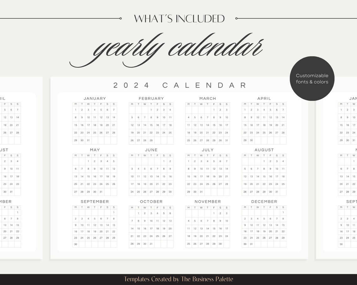 Minimalist Gray 2024 Calendars Bundle of Ready-to-use PDF ...