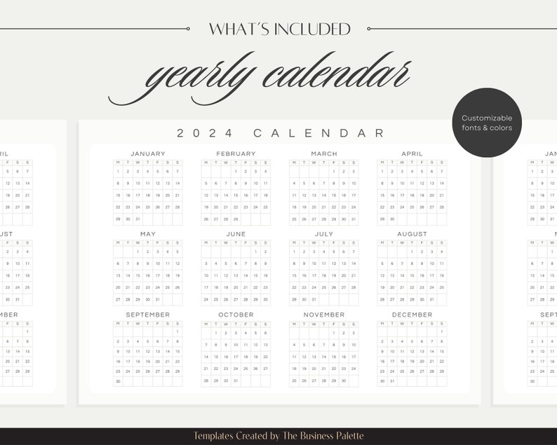 Minimalist Gray 2024 Calendars Bundle of Ready-to-use PDF ...