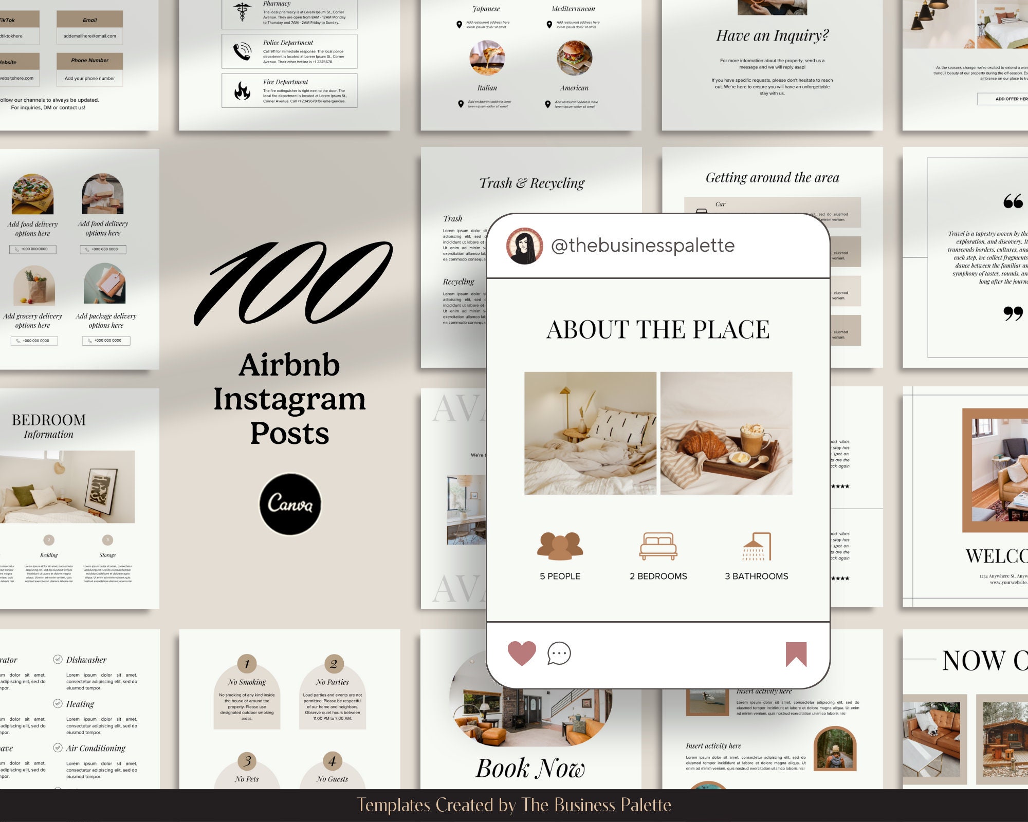 Airbnb Instagram Posts Customizable in Canva 100 Templates 1080 X 1080 ...
