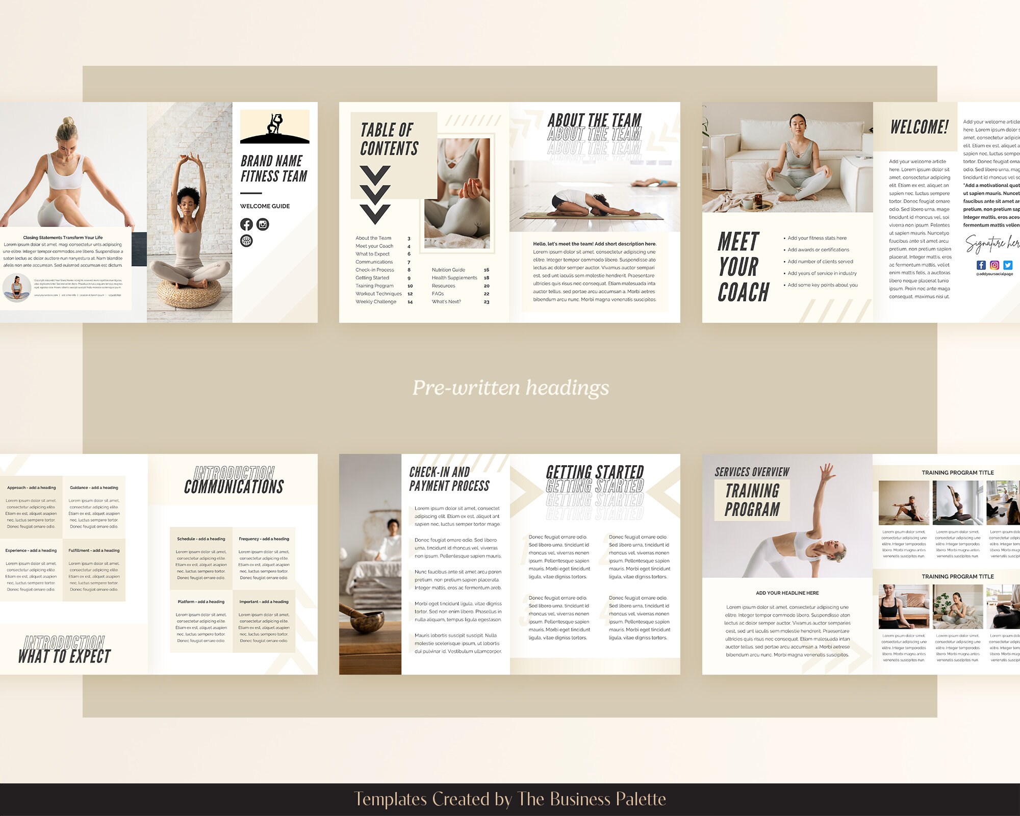 Neutral Fitness Welcome Packet | Canva Templates | 24 Pages | Letter ...