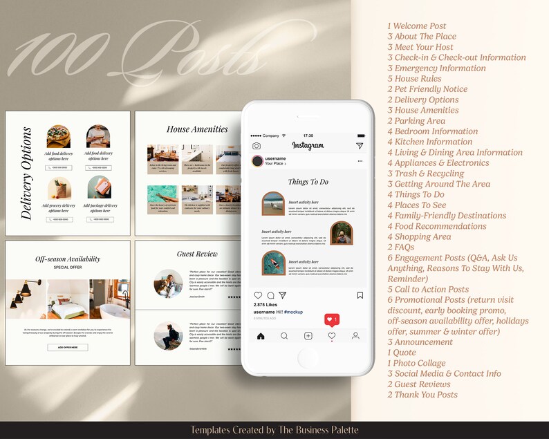 Airbnb Instagram Posts Customizable in Canva 100 Templates 1080 X 1080 ...