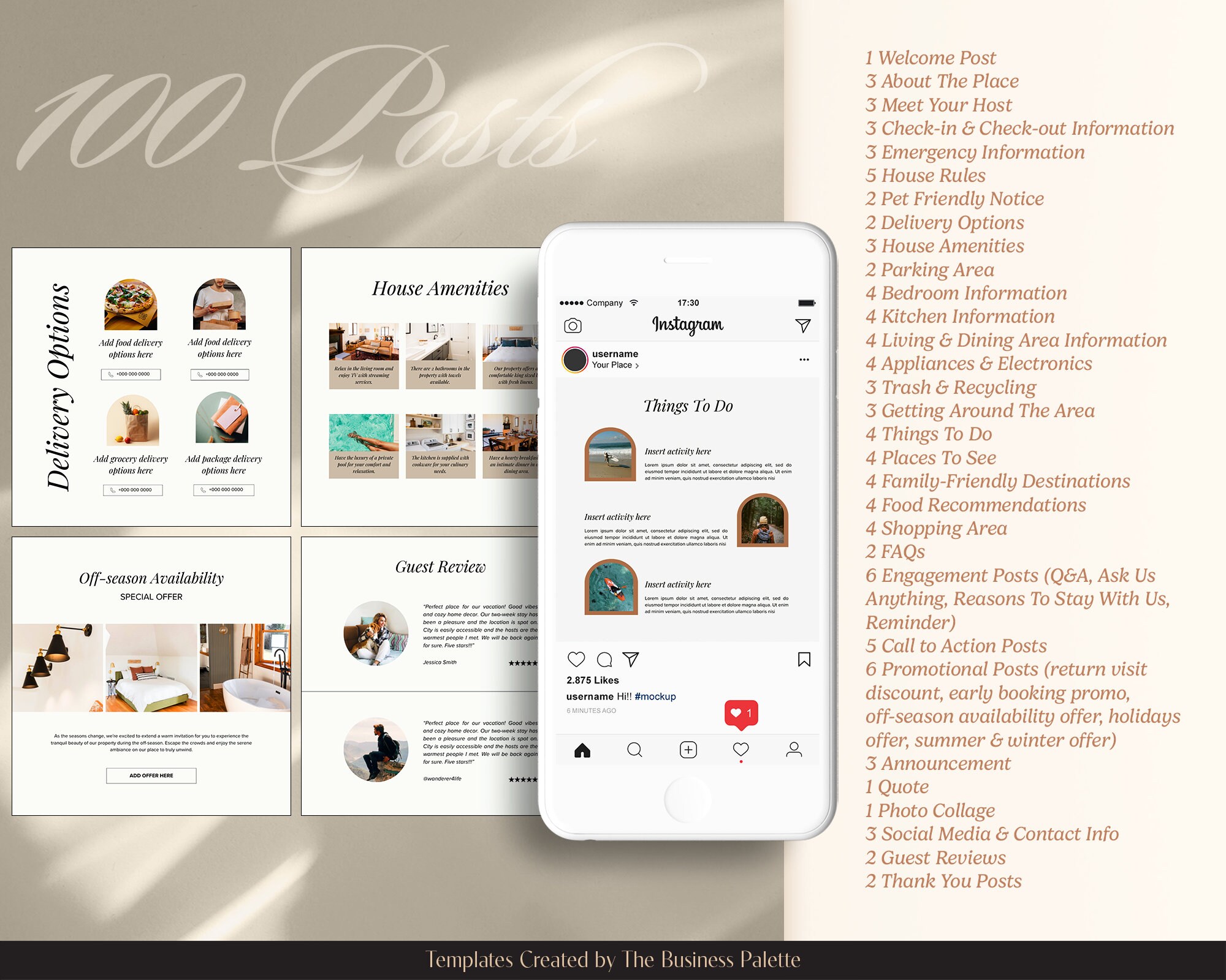 Airbnb Instagram Posts Customizable in Canva 100 Templates 1080 X 1080 ...