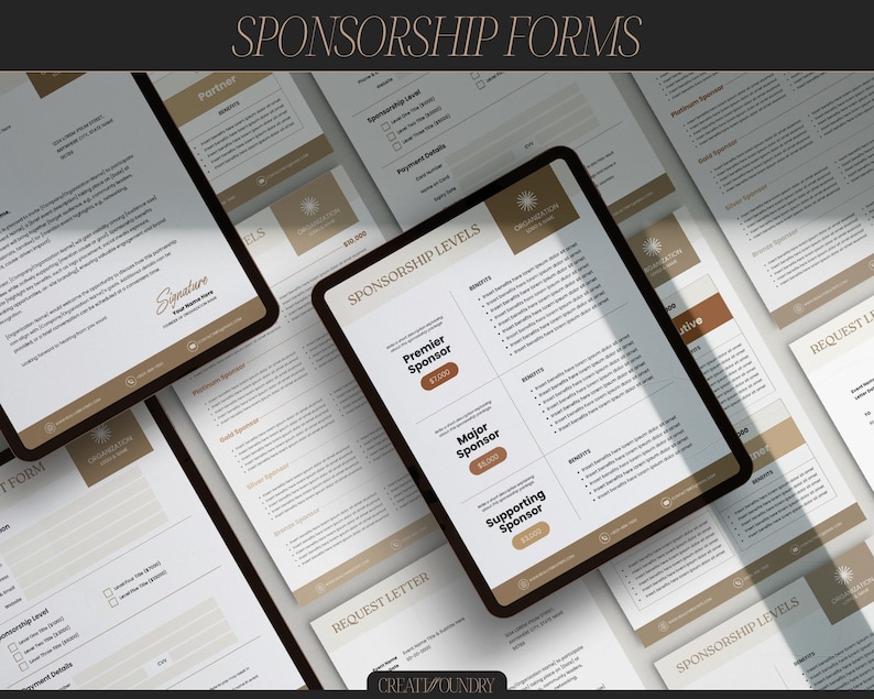 Sponsorship Forms and Levels | Customizable in Canva | 5 Pages Template ...