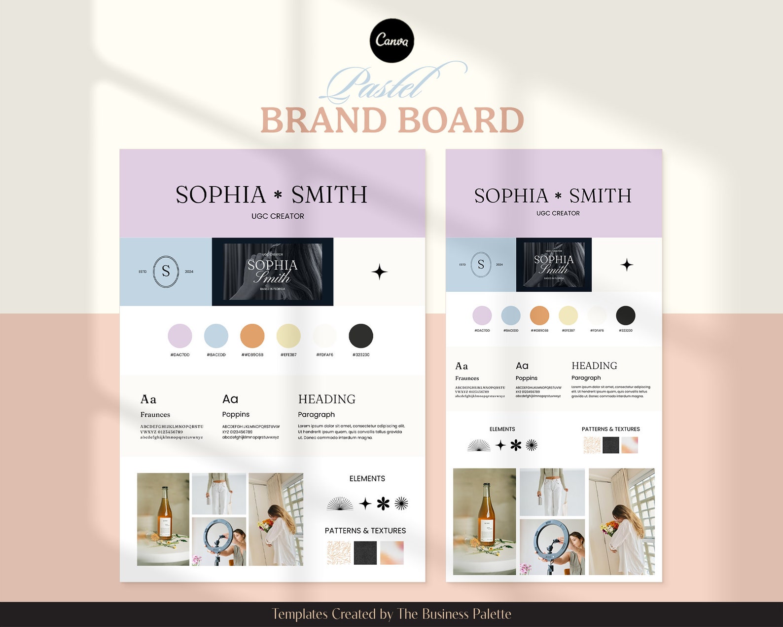 Pastel Brand Board | Canva Template | Premade Kits | Fully Customizable ...