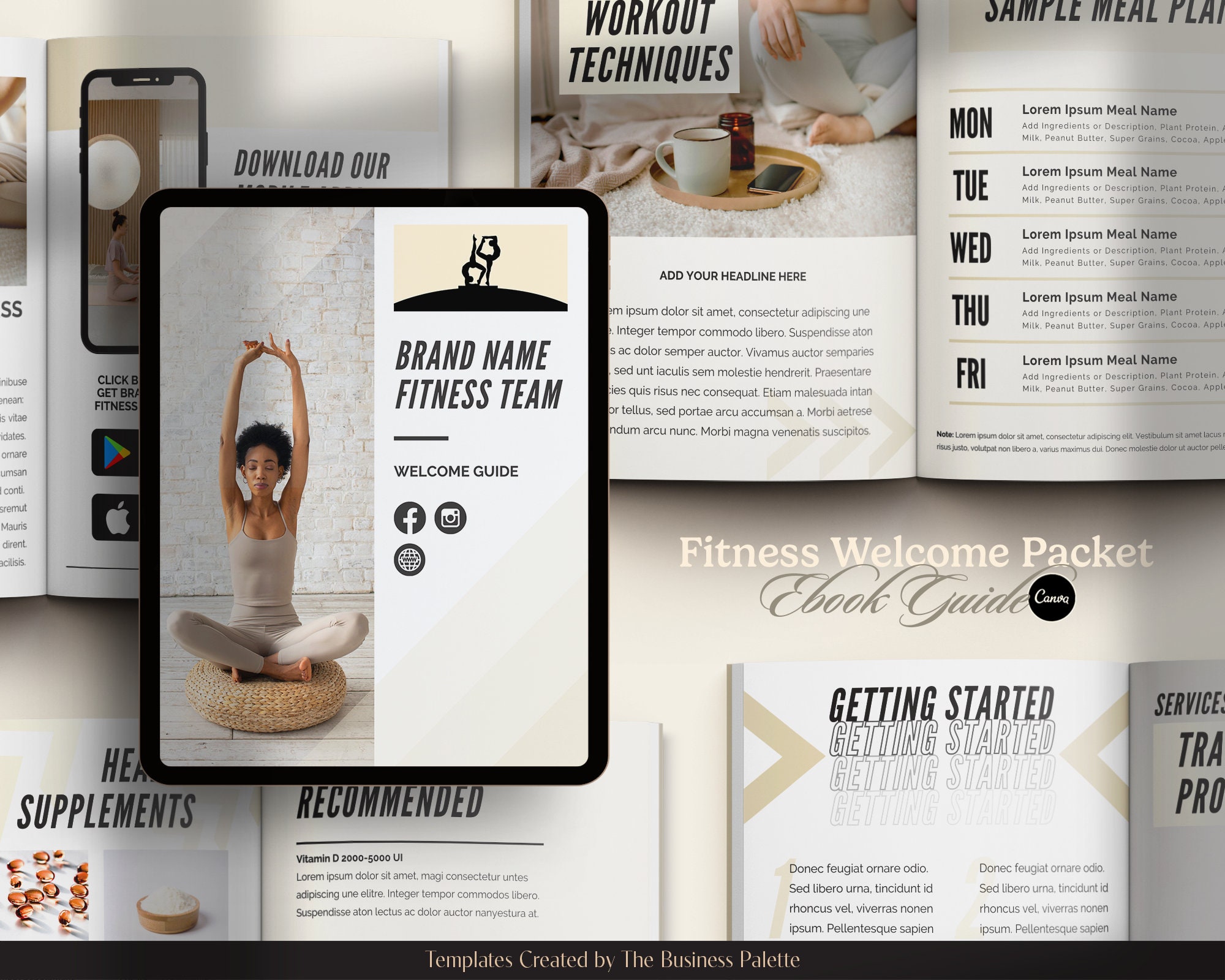 Neutral Fitness Welcome Packet | Canva Templates | 24 Pages | Letter ...