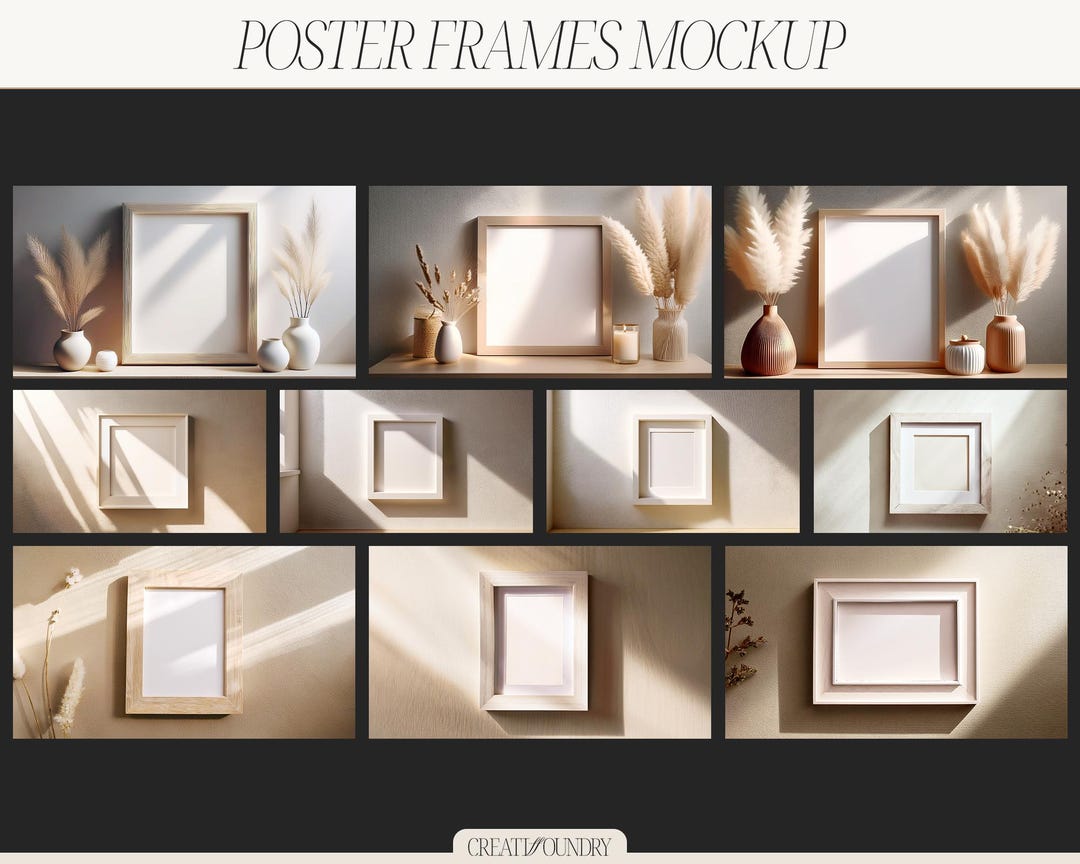 Poster Frames Mockup Bundle | PSD & JPG Files | Photoshop or Photopea ...