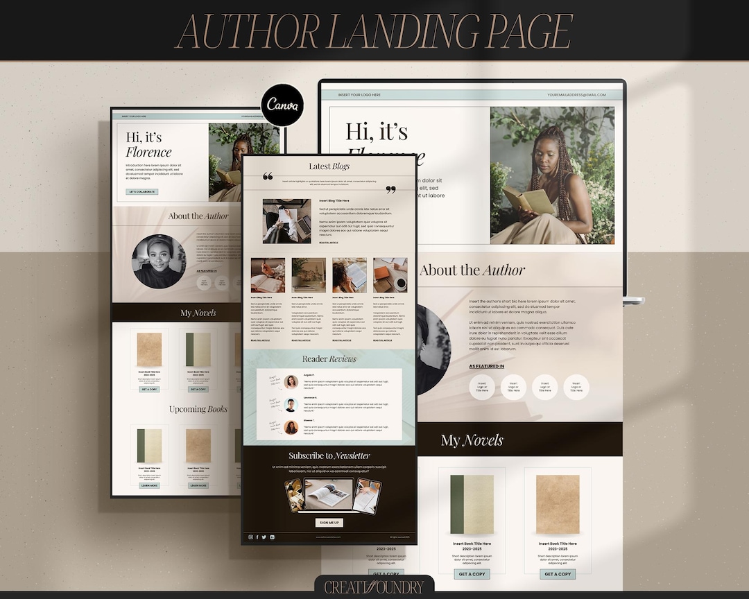 Author Landing Page | Canva Template | Premade Sales Page | Funnel ...