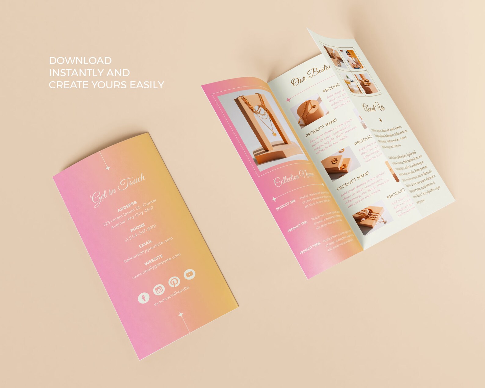 Trifold Brochure for Luxury Shops and Boutiques Customizable - Etsy