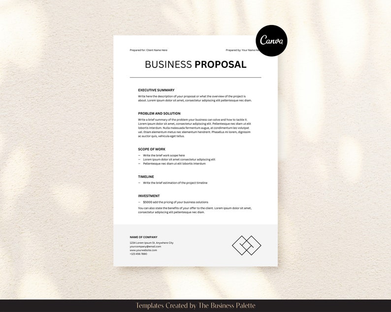 Business Proposal | Customizable in Canva | Letter & A4 Sizes ...