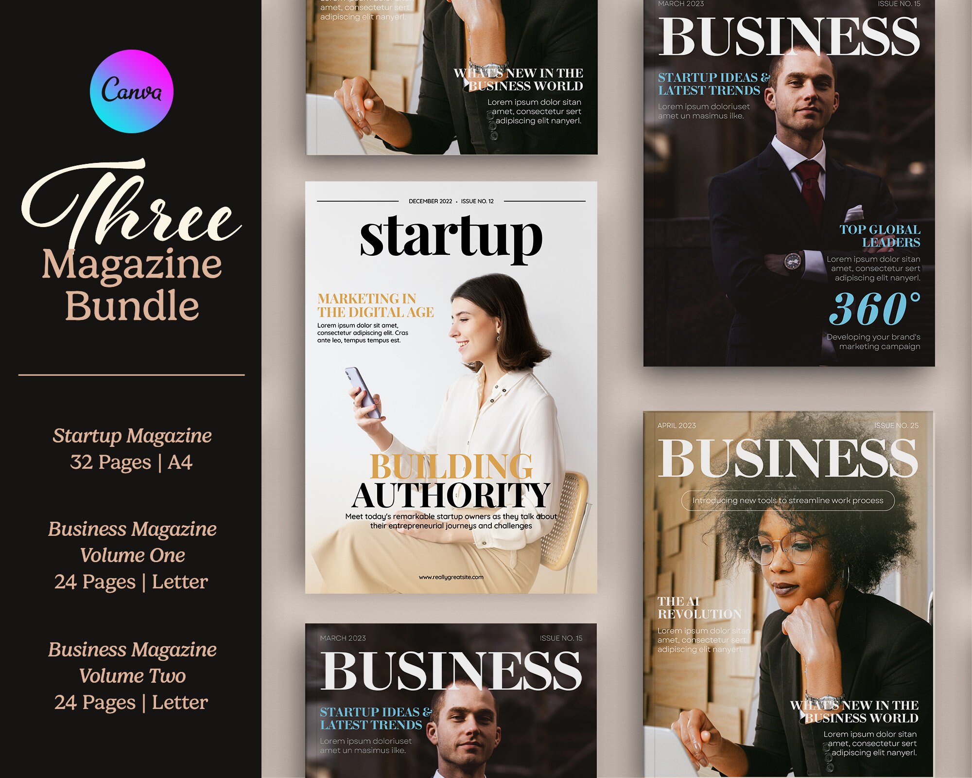 Business & Startup Magazines Bundle Set of Three Templates - Etsy